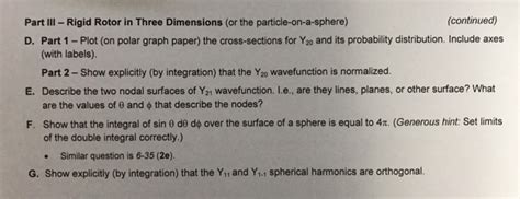 Solved Continued Part III Rigid Rotor In Three Chegg Com
