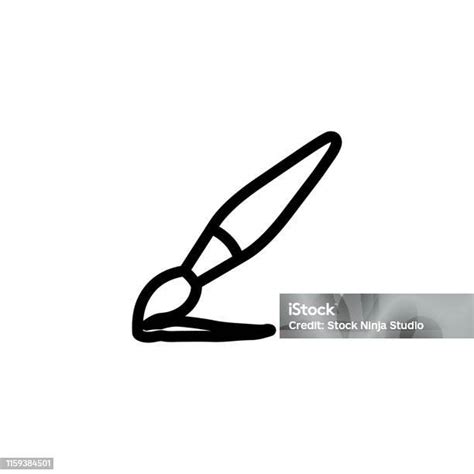 앱 Ui 웹 사이트에 대한 플랫 스타일 벡터의 페인트 브러시 선 아이콘입니다 검은 색 아이콘 벡터 일러스트레이션 가사 집안일에