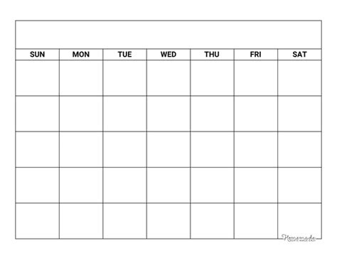 Free Printable Blank Calendar Templates