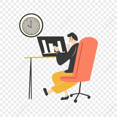 만화 손으로 그린 컴퓨터 생산성 알람 시계 일러스트 그림효과분홍 Png 일러스트 무료 다운로드 Lovepik