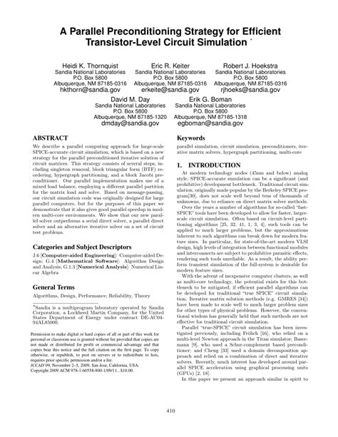 Pdf A Parallel Preconditioning Strategy For Efficient Transistor