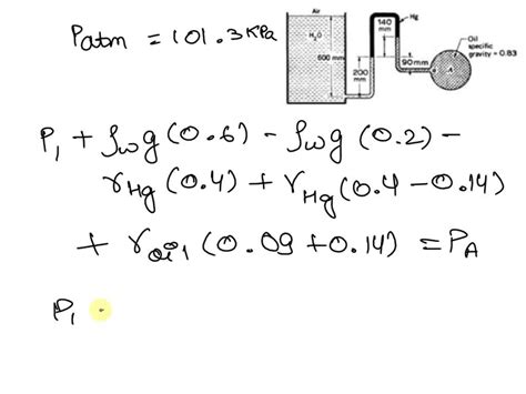 SOLVED For The Setup Shown In Figure 6 Calculate The Absolute Pressure At A Assume Standard