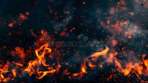 Abstract Fiery Waves And Sparkling Particles Generative Ai Stock Illustration Illustration Of