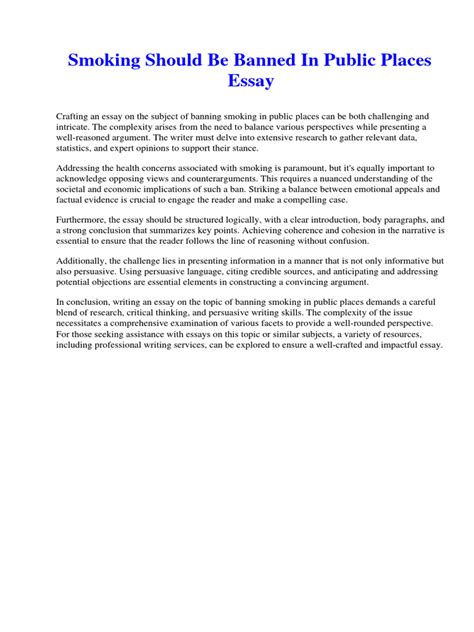 Smoking Should Be Banned In Public Places Essay Download Free Pdf