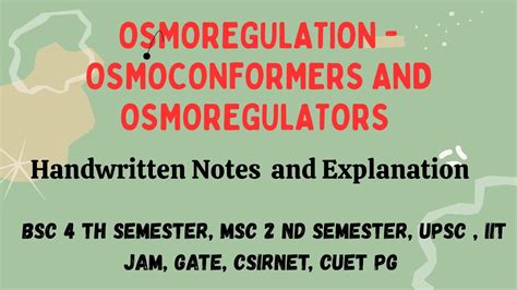 Osmoregulation Osmoconformers And Osmoregulators Physiology Csirnet Osmoregulation Bsc