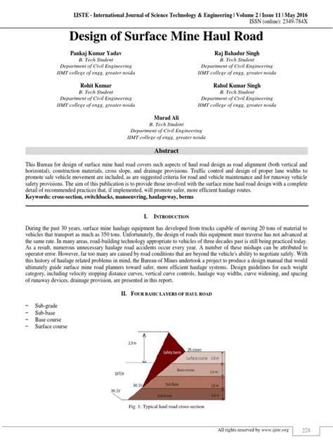 Surface Mine Haul Road Design Guidelines Pdf Road Road Surface