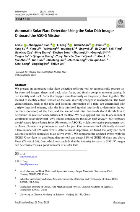 Pdf Automatic Solar Flare Detection Using The Solar Disk Imager Onboard The Aso S Mission