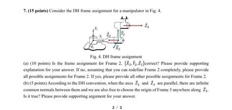 solved 7 15 points consider the dh frame assignment for a