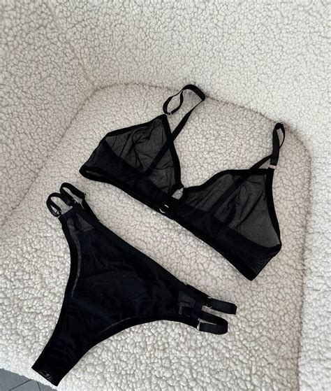 Жіноча білизна Комплекти Трусики Купальники Піжами Чорний базовий комплект із сіточки