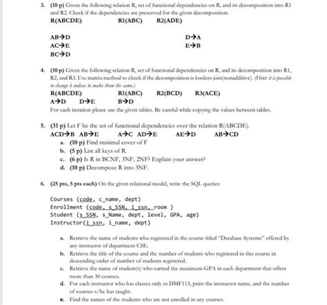 Solved 3 10 P Given The Following Relation R Set Of