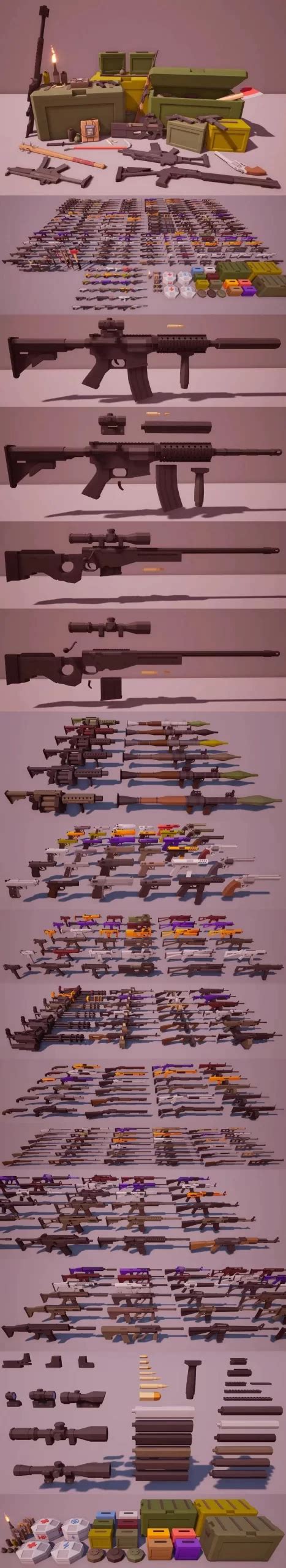 Low Poly Weapons Free High Quality Models