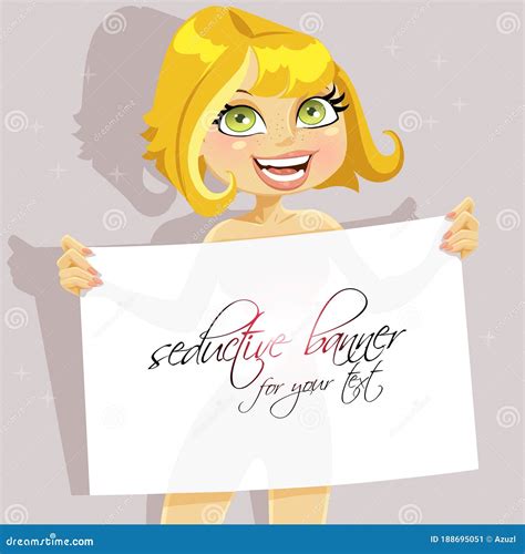 Linda Chica Desnuda Sostiene Una Pancarta Seductora Para Tu Texto