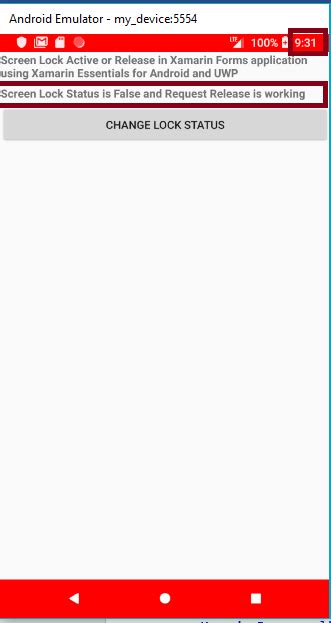 Screen Lock Active Or Release In Xamarin Forms Application Using Xamarin Essentials For Android