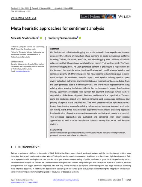 Meta Heuristic Approaches For Sentiment Analysis