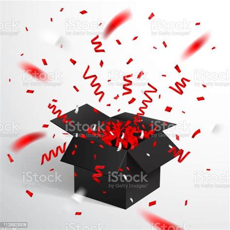 블랙 선물 상자 색종이 엽니다 크리스마스와 발렌타인 배경 벡터 일러스트 레이 션 검은색에 대한 스톡 벡터 아트 및 기타 이미지 검은색 검은색 상자 용기 경쟁 Istock