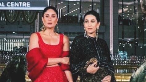 Kareena Kapoor Decks Up In Red Ethnic Outfit As She Poses With Karisma Kapoor At Nmacc Launch
