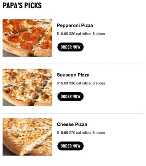 Papa Johns Menu With Prices Updated May