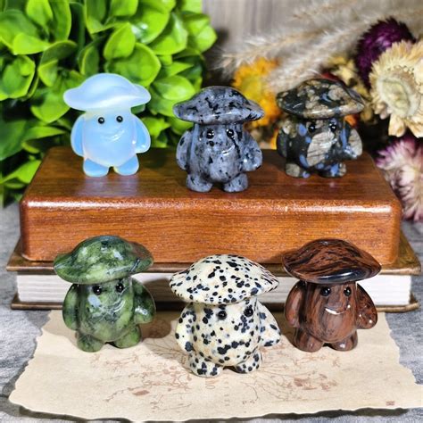 Crystal Mushroom Man Figurines Crystal Ts Healing Stone Etsy