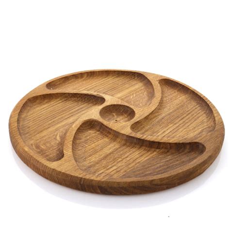 Купити Менажниця дерев Д 30 см на 4 секціїї і соусниця дуб арт 93296