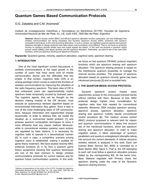 Pdf Quantum Games Based Communication Protocols