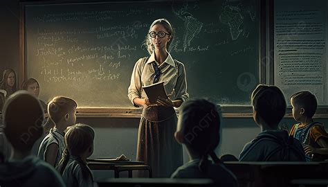 안경을 쓴 여자가 어린이들에게 칠판을 읽고 있다 선생님이 가르치는 사진 선생님 가르치는 배경 일러스트 및 사진 무료 다운로드 Pngtree