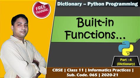 dictionary in python part 4 dictinary built in functions class 11 ip cbse youtube