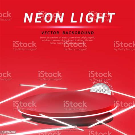 빨간색 배경에 흰색 네온 튜브로 떠있는 빨간색 연단 사각형 레이아웃 벡터 일러스트 레이 션 강단에 대한 스톡 벡터 아트 및 기타 이미지 Istock