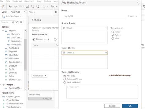 Tableau Highlight Action