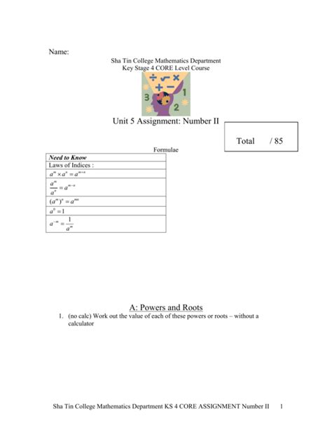 Core Assignment Unit 5 Number Ii
