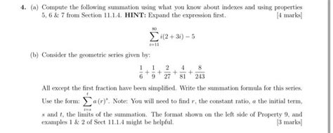 Solved A Compute The Following Summation Using What You