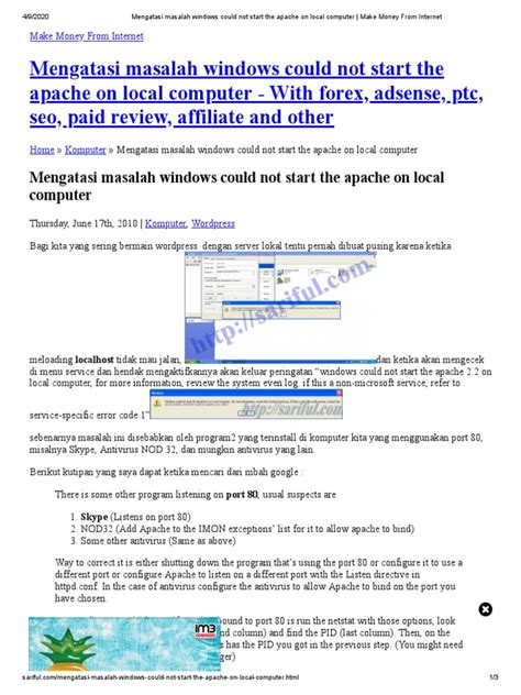 Mengatasi Masalah Windows Could Not Start The Apache On Local Computer