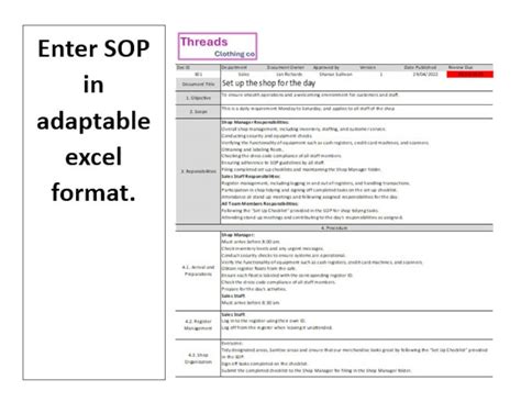 Excel Sop Template And Register For Sops Sop Workbook With Index