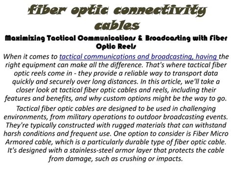 Ppt Fiber Optic Connectivity Cables Powerpoint Presentation Free