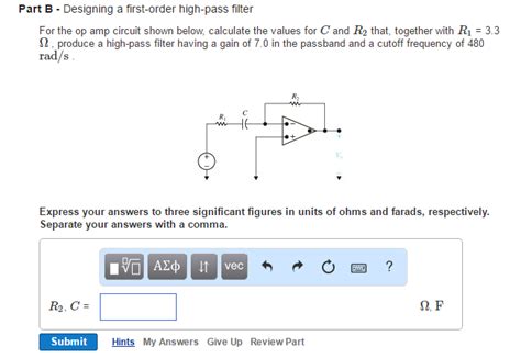 Solved Part A Designing A First Order Low Pass Filter For Chegg