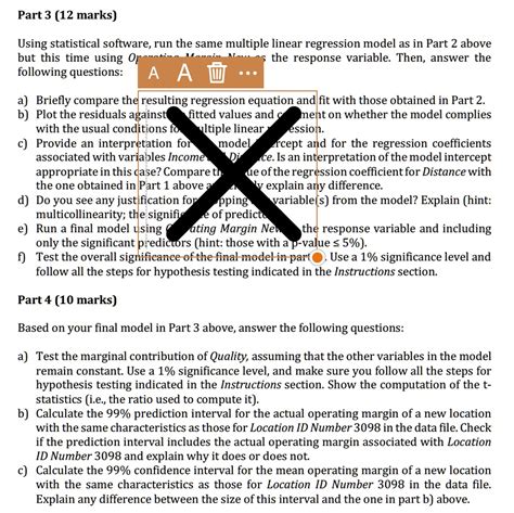 Solved Using Statistical Software Run The Same Multiple Linear Regression Model As In Part 2