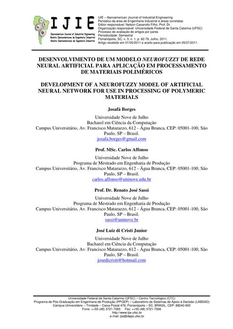 Pdf Desenvolvimento De Um Modelo Neurofuzzy De Rede Neural Artificial Para Aplicação Em