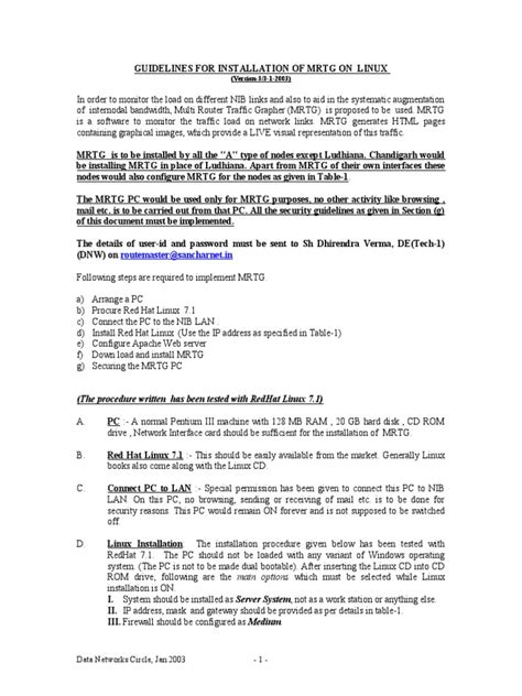 Installation Guidelines For Mrtg Traffic Monitoring Software On Linux Systems To Monitor Network