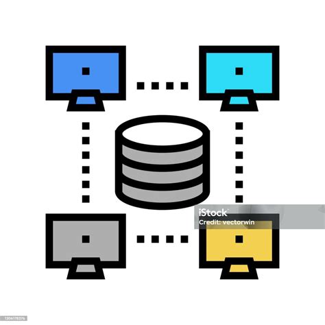 네트워크 작업 디지털 프로세싱 컬러 아이콘 벡터 일러스트레이션 다운로드에 대한 스톡 벡터 아트 및 기타 이미지 다운로드