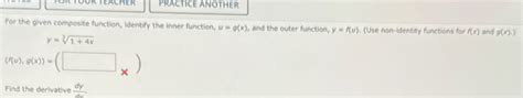 Solved For The Given Composite Function Identify The Inner