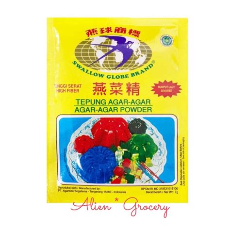 Jual Agar Agar Powder Swallow Globe Brand Putih Merah Hijau Coklat Shopee Indonesia