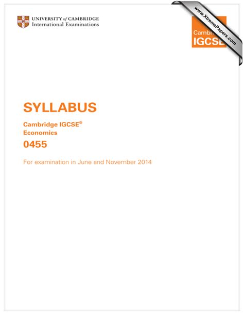 Syllabus 0455 Cambridge Igcse Economics