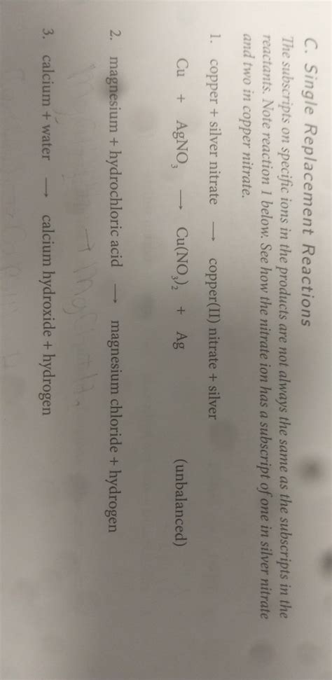 solved replacementr the subscripts on specific ions in the