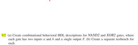 Solved 2 A Create Combinational Behavioral HDL Chegg