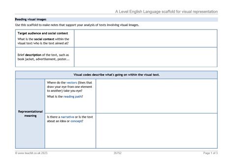 A Level English Language I Critical Visual Framework Tool I Teachit