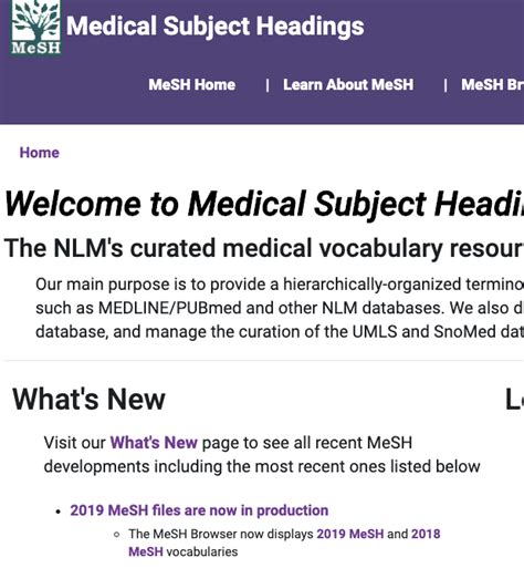 Medical Subject Headings Mesh List Mogo
