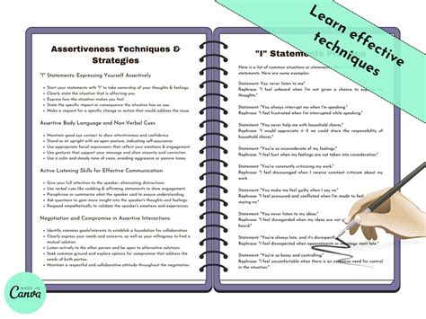 Assertiveness Workbook For Building Confidence And Effective Communication Worksheet Mental