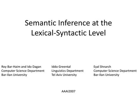 Ppt Semantic Inference At The Lexical Syntactic Level Powerpoint Presentation Id2830557
