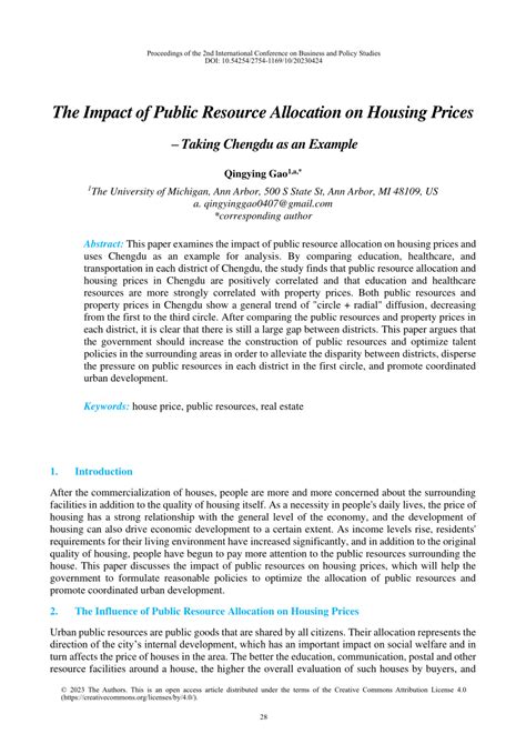 Pdf The Impact Of Public Resource Allocation On Housing Prices Taking Chengdu As An Example