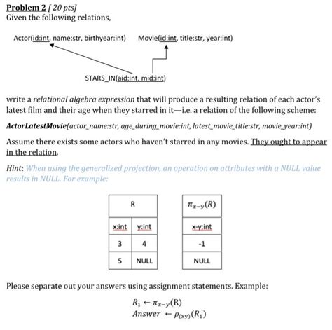 solved problem 2 [20 pts] given the following relations