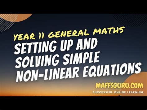 Setting Up And Solving Simple Non Linear Equations Optional Topic